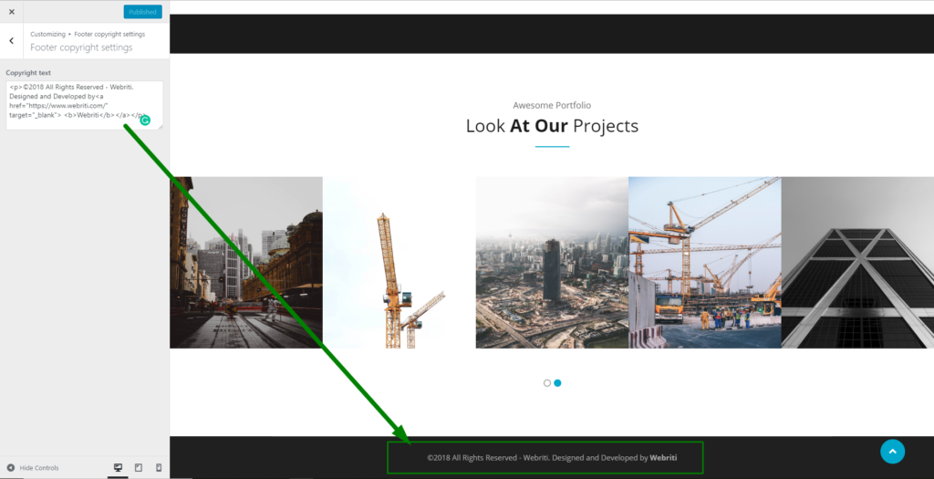 How To Change Footer Copyright Text Webriti Help Centre