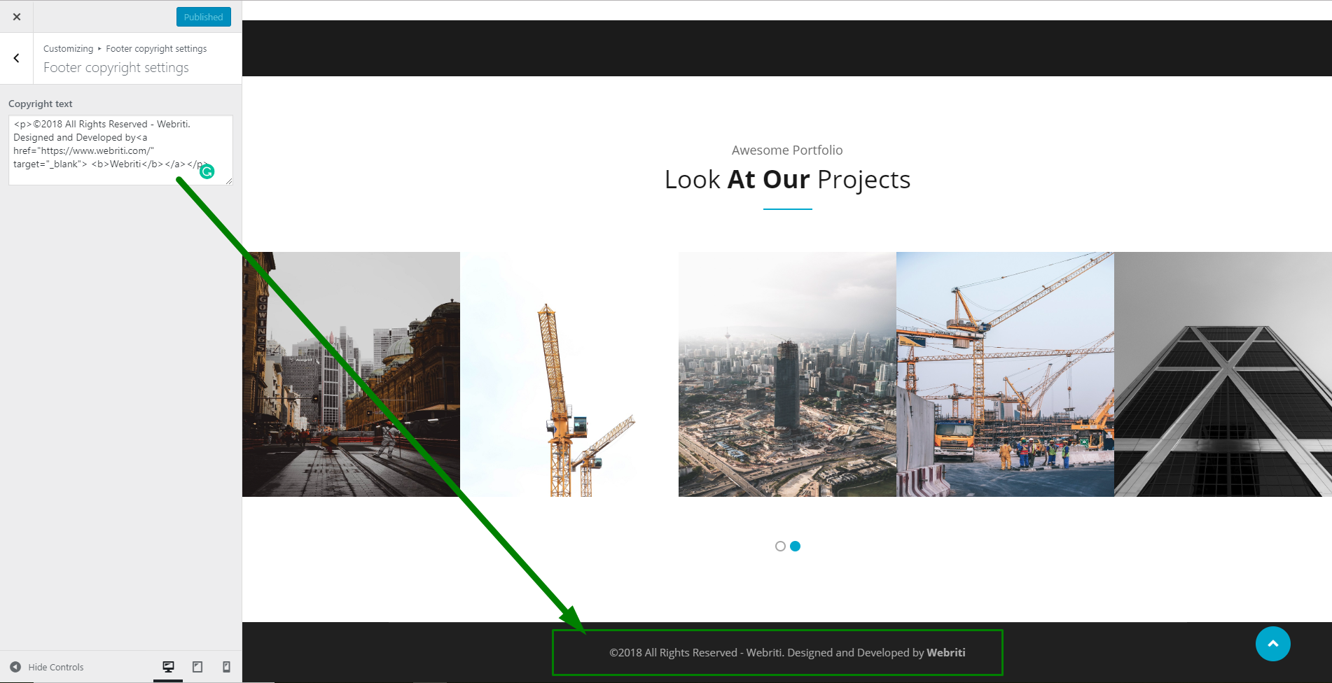 How To Change Footer Copyright Text Webriti Help Centre